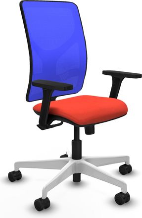 Piqueras y Crespo Idealer Stuhl f&uuml;r die Arbeit mit 3D-Armen, h&ouml;henverstellbare Lendenwirbelst&uuml;tze, ausgestattet mit 3 Positionen und Schneideschaum, Blau/Dunkelorange