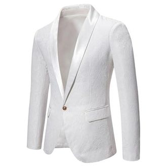 Generic Veste de Costume Blazer à Motif Cachemire Fleuri pour Homme, Un Bouton, Style Smoking, idéale pour Le défilé du Mardi Gras