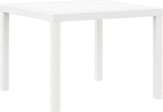 vidaXL Vidaxl - Table de jardin carr&eacute;e 100 x 100 cm - Polyrotin blanc - Pour 6 personnes - Design moderne et &eacute;pur&eacute; - Assemblage requis