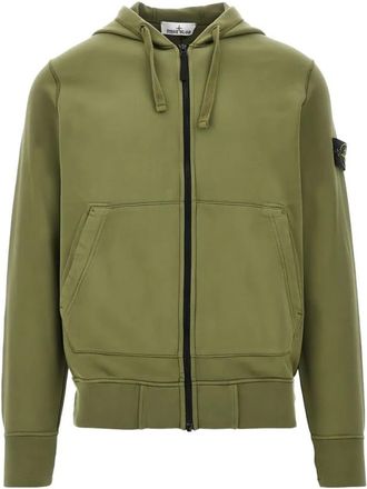 Stone Island Homme, Sweatshirts et sweats &agrave; capuche, Vert, Taille: S Sweat &agrave; capuche zipp&eacute;
