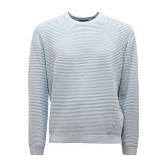 Armani O2328 Maglione Cotton Perforated Sweater - - Knitwear - Herren - Blau - S