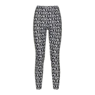 Versace Bedruckte Leggings mit Allover-Logo - - Trousers - Damen - Schwarzk - 2XS