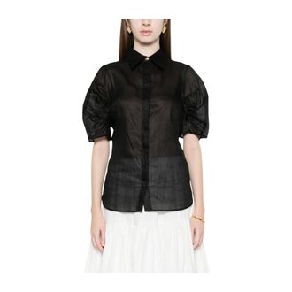 Elisabetta Franchi Femme, Blouses et Chemises, Noir, Taille: 36 FR Puff Sleeve Shirt