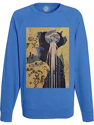 Fabulous Sweatshirt Homme Bleu Hokusai Art Japonais Peinture Cascade Beaux Arts