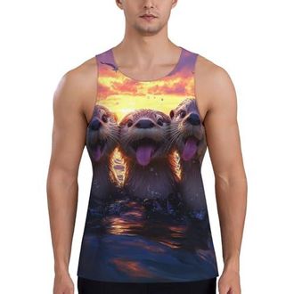 Generic D&eacute;bardeur respirant &agrave; s&eacute;chage rapide sans manches pour homme pour entra&icirc;nement &agrave; la plage S &agrave; 4XL, Loutre mignonne 16, 4XL