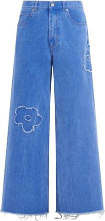 Marni Homme, Jeans, Bleu, Taille: W32 Jean Évasé en Denim avec Appliqués Floraux