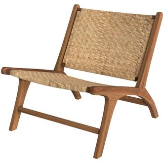 Rendez-Vous D&eacute;co Fauteuil en bois de teck et tressage chevron en rotin - KILKA
