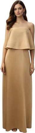 Simona Corsellini Femme, Robes, Beige, Taille: 38 FR Abito Lungo A Decoltee IN Raso Balza CIN Fondo DI Strass