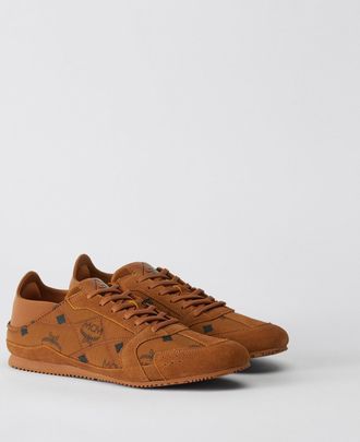 MCM Sneaker Federlite aus Nylon und Veloursleder COGNAC NYLON