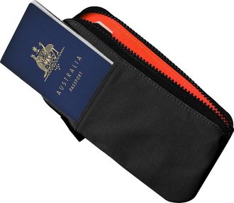 Alpaka Schwarze Reisebrieftasche mit Reißverschluss - Bewahren Sie Ihr Reisezubehör effizient auf - 3 Innentaschen für Ihren Reisepass und mehr - 2 Kartenfäc