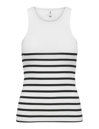 Only Damen Onlkenya Rib Stripe Tank Top Cs JRS, Bright White/Stripes:Black, XS