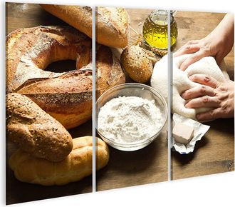 Islandburner Bild auf Leinwand B&auml;ckerei Mehl Kneten Teig Tisch Bilder Wandbilder Poster