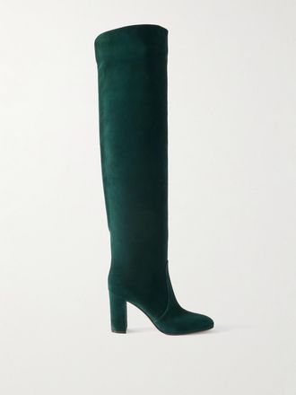 Gianvito Rossi 85 Overknees Aus Veloursleder - Grün