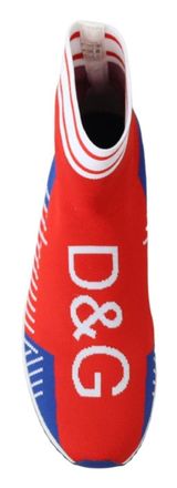 Dolce & Gabbana Mens Blue Red Sorrento Logo Sneakers Socks Shoes Polyester Pl Clothing