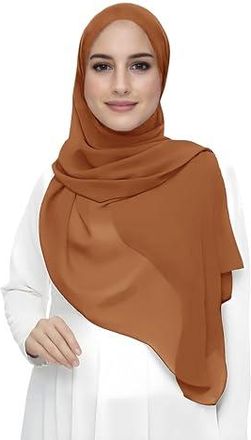 Lina & Lily Écharpe Hijab pour Femme Musulmane en Mousseline Rectangles, Tissu Léger et Fluide (Cuivre)