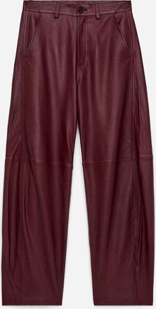Arket Lederhose Mit Barrel Leg -Rot