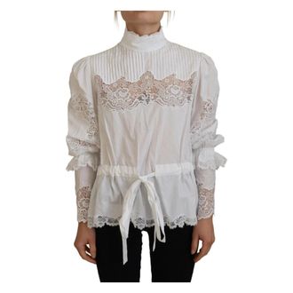 Dolce & Gabbana Elegante Wei&szlig;e Spitzenbluse - - Blouses & Shirts - Damen - Wei&szlig; - S