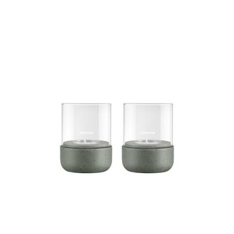 Blomus Windlicht 2er Set Calma | Gr&ouml;&szlig;e XS | H 9,5 cm &Oslash; 7 cm | Agave Green | recyceltem Polyresin & Glas | f&uuml;r Teelichter | Indoor | exkl. Kerze