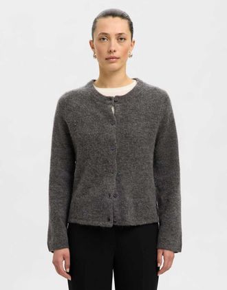 Selected Gilet en maille - Gris moyen chin&eacute;