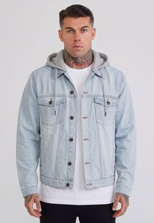 Siksilk Herren Gewaschene Hellblaue Jeansjacke XXL