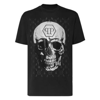 Philipp Plein unisex, Tops, Noir, Taille: 4XL T-Shirt Col Rond Skull AND Plein