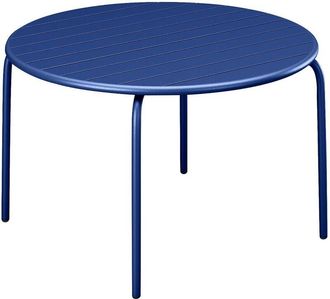 Vente-Unique Table de jardin ronde D.130 cm en m&eacute;tal - Bleu nuit - MIRMANDE de MYLIA