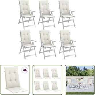 vidaXL Au&szlig;enbereich - Hochlehner-Auflagen 6 Stk. Melange Creme 120x50x4 cm Stoff