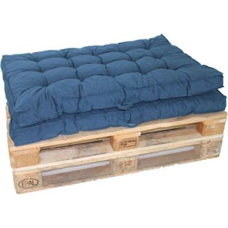 Ambientehome 2er-Set Palettenkissen Loungekissen,120 x 80 cm, Blau/Grau