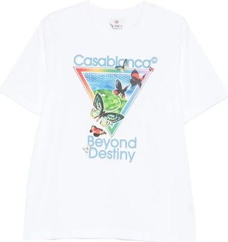Casablanca Homme, Tops, Blanc, Taille: M Graphic-print Short Sleeve T-Shirt