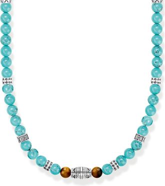Thomas Sabo Thomas Sabo Herren Kette mit türkisen Beads und Tigerauge-Beads Silber, aus 925er Sterlingsilber, Länge 50cm, KE2180-364-17-L50