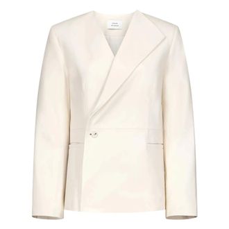 Loulou Studio Femme, Vestes, Blanc, Taille: 36 FR Paoli Asymmetric Leather Jacket