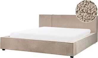 Beliani Polsterbett Taupe aus Boucl&eacute; Stoff 180 x 200 cm mit Kopfteil Gepolstert Modernes Design Eleganter Minimalistischer Stil f&uuml;r Schlafzimmer