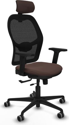Piqueras y Crespo Ergonomischer Home Office Jorquera Stuhl mit 2D-Armen, h&ouml;henverstellbare Lendenwirbelst&uuml;tze und h&ouml;henverstellbares Kopfteil, Schwarz / Dunkelbraun