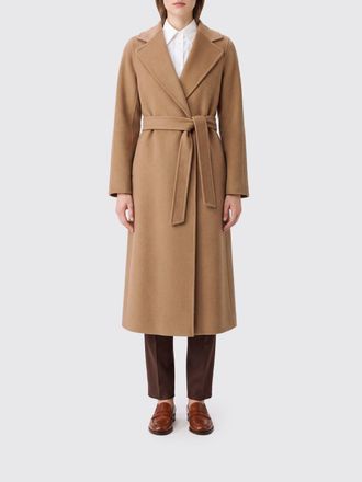 Max Mara S Max Mara Langer Wickelmantel aus Wolle mit G&uuml;rtel und Reverskragen