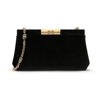 Dolce & Gabbana Schwarze Schultertasche aus Samt mit Kette - - Bags - Damen - Schwarzk - ONE SIZE