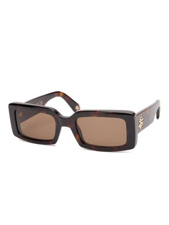 Roberto Cavalli lunettes de soleil rectangulaires à logo - Marron