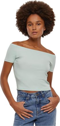 Urban Classics Damen T-Shirt Ladies Organic Off Shoulder Rib Tee, Schulterfreies T-Shirt für Frauen, Bio-Baumwolle, erhältlich in vielen Farben, Größen XS-5XL