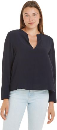 Tommy Hilfiger Damen Bluse Viscose Crepe V-Neck Elegant, Blau (Desert Sky), 38