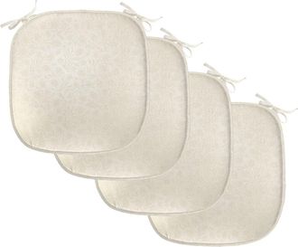 Abakuhaus Elfenbein Polster für Esszimmerstühle, Barock-Blüte, Dekoratives wasserfestes Kissen mit Riemen für Küchensitze, 40 cm x 40 cm-4er Pack, Sahne