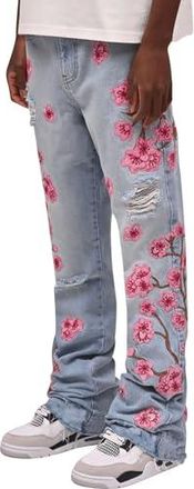 Generic Jean Homme Jean Homme Regular Jeans Homme Confortable Classique Street Fashion Brod&eacute; Coupe Droite - D&eacute;tails Artisanaux Tendance pour Mode Urbaine Masc