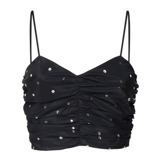 Pinko Cropped Top mit Nieten - - Tops - Damen - Schwarzk - M