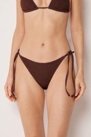 Calzedonia Bikinihose Mit Schmalen B&auml;ndchen Crinkle Waves Braun