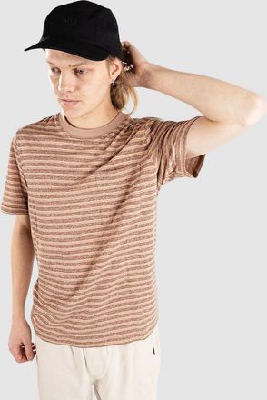 Anerkjendt Akkikki Cot/Linen Stripe T-Shirt auburn