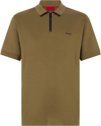 HUGO BOSS Homme, Tops, Vert, Taille: S Polo en coton avec fermeture &eacute;clair