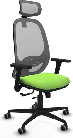 Piqueras y Crespo B&uuml;rostuhl mit 3D-Armlehnen, h&ouml;henverstellbare Lendenwirbelst&uuml;tze und Kopfteil, h&ouml;henverstellbar und neigbar, Grau/Pistazie