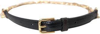 Dolce & Gabbana Femme, Accessoires, Noir, Taille: 38 FR Crystal Logo Belt