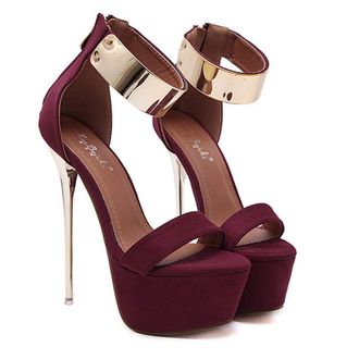 Holibanna Damen Sandalen Super High Heel Pumps Runde Zehen 16Cm Hochhackige Plateauschuhe