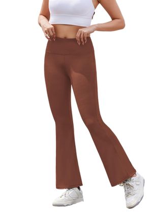 Zeagoo Flared Leggings Damen Yogahose Lang High Waist Schlaghose Elastische Bequeme Hose Pilates Weite Bootcut Fashion Traininghose Jazzpants Ziegelrot M