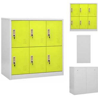 vidaXL Schlie&szlig;fachschrank Hellgrau und Gr&uuml;n 90x45x92,5 cm Stahl - Schliessfachschrank - Metallschrank - B&uuml;robedarf - Aufbewahrungsbox - Garderobe