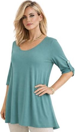 Eye Catch TM Oversize - Haut Tunique Manches Longues 3/4 Large col Rond Grandes Tailles- Jessica - Femme